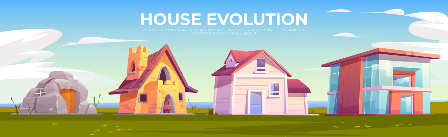 Evolution house architecture housing progress set Vector Image