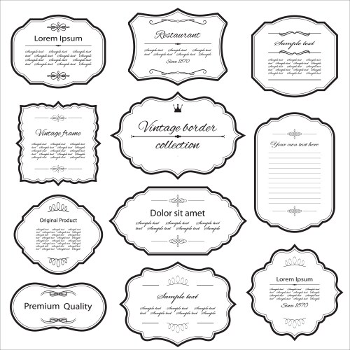 Frame labels set ornamental vintage decorat Vector Image