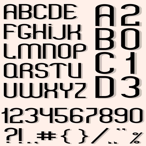 Black simple font Royalty Free Vector Image - VectorStock