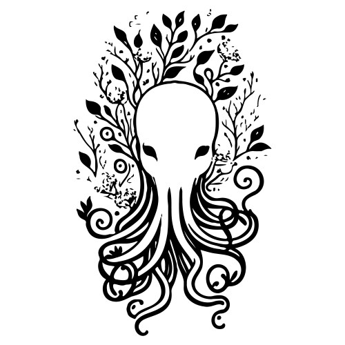 Octopus flower sketch hand draw Royalty Free Vector Image