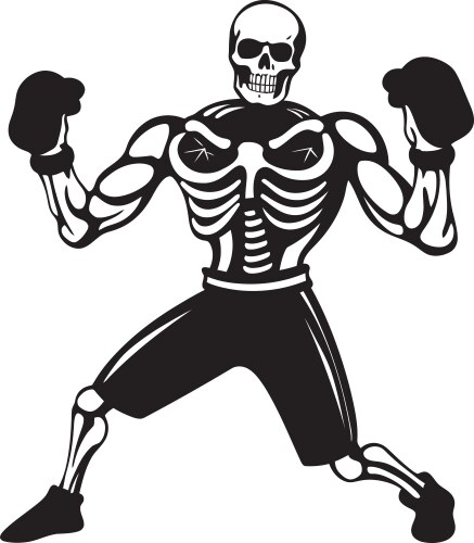 Haunted brawl skeleton boxer black logo bone Vector Image