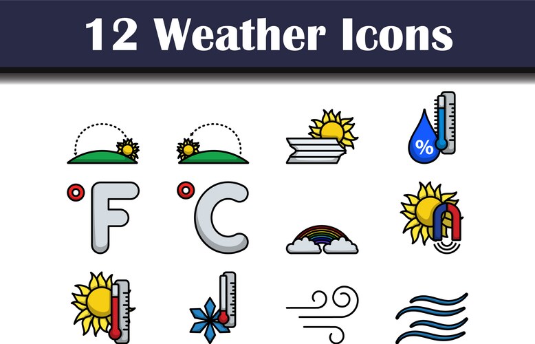Weather icon set Royalty Free Vector Image - VectorStock