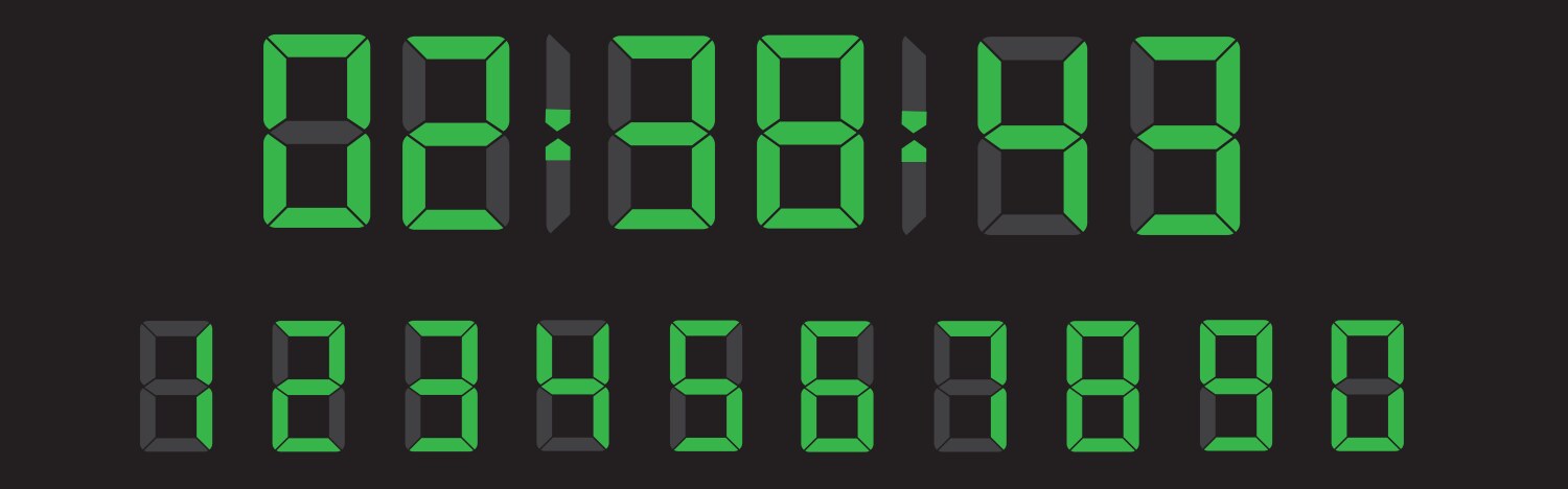 Digital led font alphabet letters and numbers Vector Image