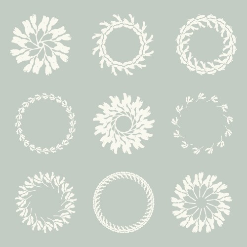 Handmade linocut organic wreath Royalty Free Vector Image