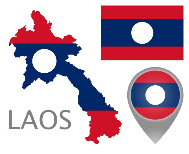 Laos travel attraction label Royalty Free Vector Image