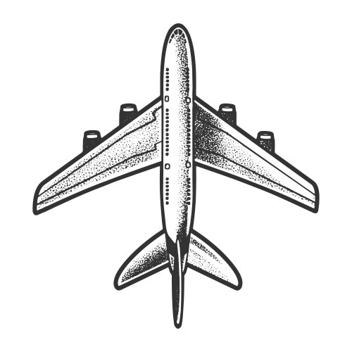 Dirty sketch - passenger air plane Royalty Free Vector Image