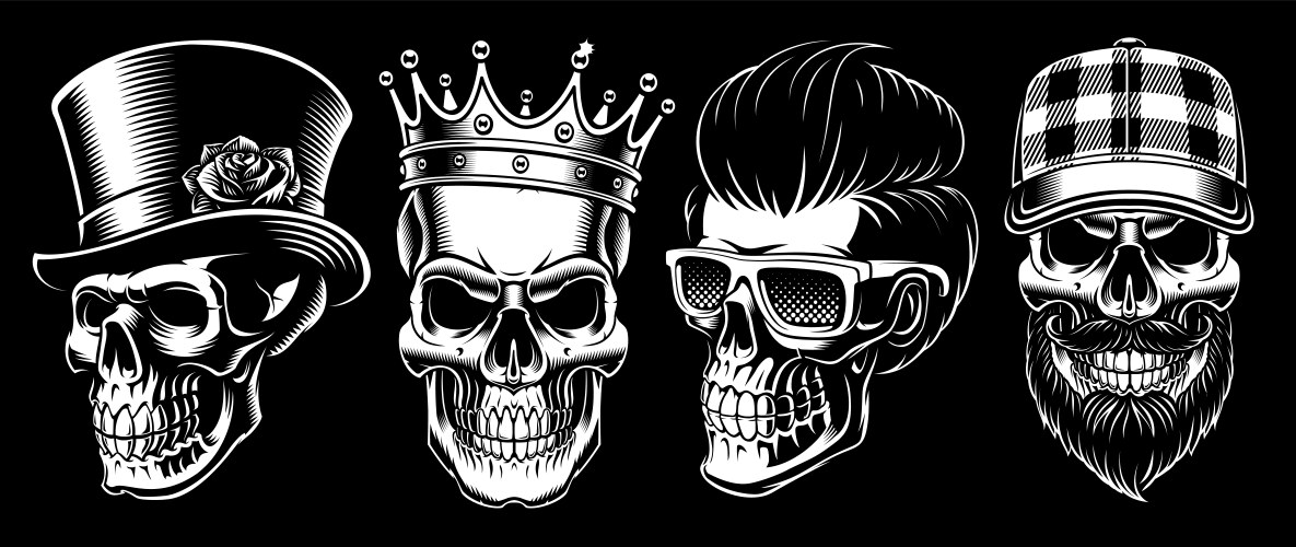 Anatomically correct human skulls set isolated Vector Image