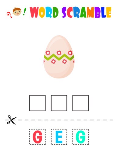 Word scramble easter egg educational sheet Vector Image