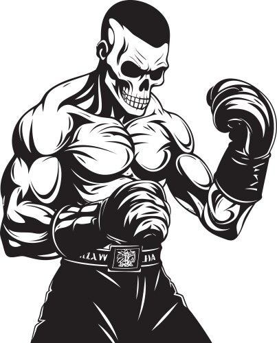 Death match skeleton boxing black logo design Vector Image