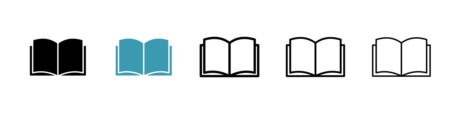Book open reader icon set student study Royalty Free Vector