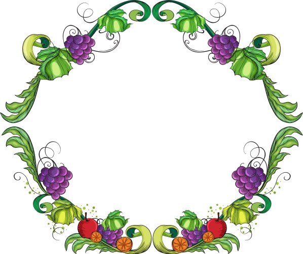 Colorful fresh fruits border design image Vector Image