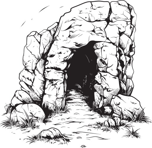 Stone age sanctuary prehistoric cave logo symbol Vector Image