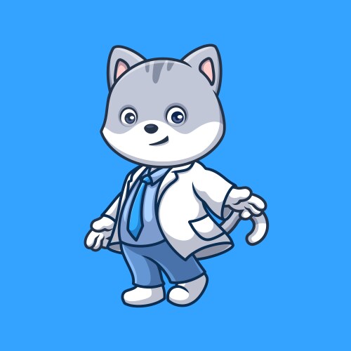 Doctor white cat cute cartoon Royalty Free Vector Image