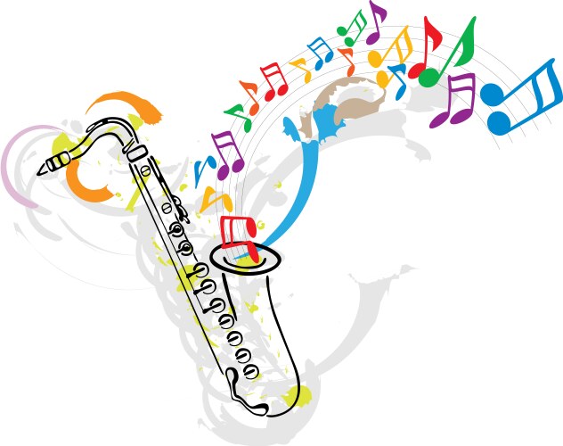 Cute cartoon saxophone with hearts and stars – Royalty-Free Vector ...