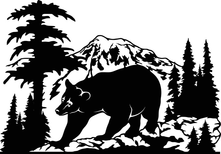 Bear with a cub forest landscape - wildlife Vector Image