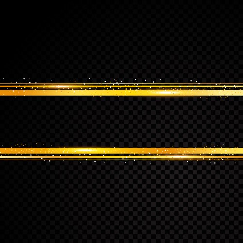 Golden line banner isolated on black Royalty Free Vector