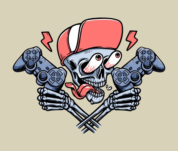 Game controller with brain inside art Royalty Free Vector