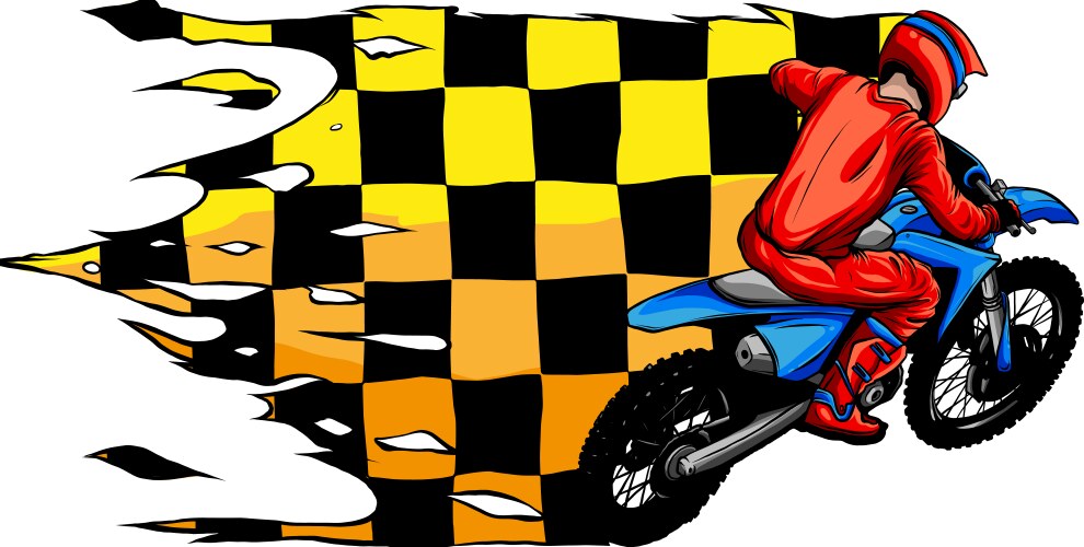 Motocross and race flag Royalty Free Vector Image