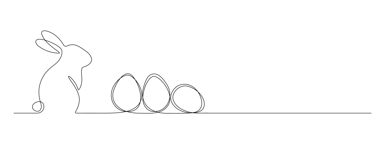 One line rabbit head design silhouette Royalty Free Vector