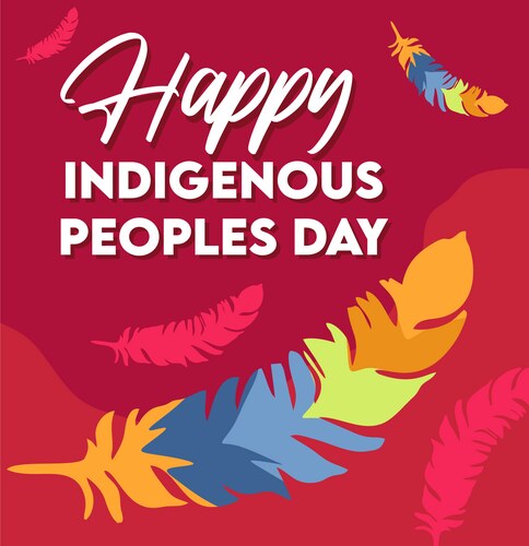 Happy indigenous peoples day with feather Vector Image