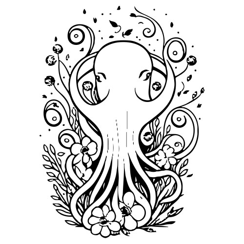 Octopus flower sketch hand draw Royalty Free Vector Image