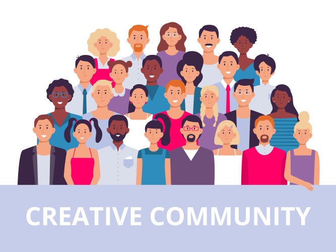 Community banner - diverse crowd cartoon people Vector Image