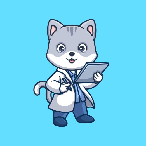 Doctor white cat cute cartoon Royalty Free Vector Image