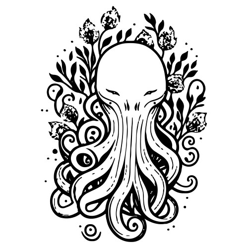 Octopus flower sketch hand draw Royalty Free Vector Image