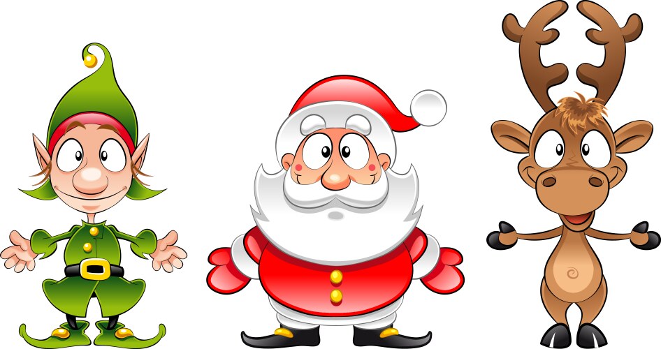 Santa calus his wife mrs claus and two reindeer Vector Image