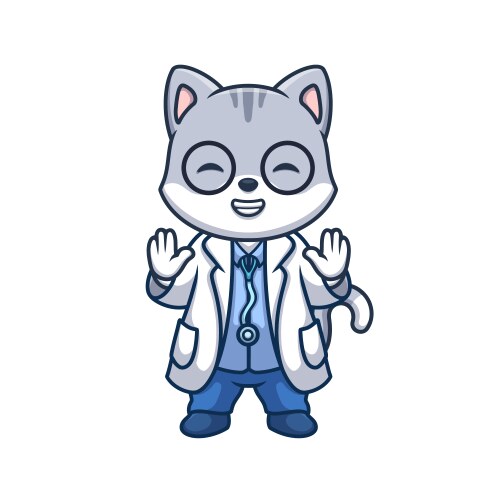 Doctor white cat cute cartoon Royalty Free Vector Image