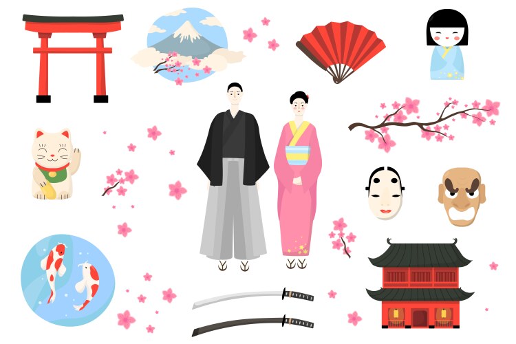 Japanese children Royalty Free Vector Image - VectorStock