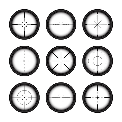 Sniper scopes sharpshooter gun optical scope Vector Image