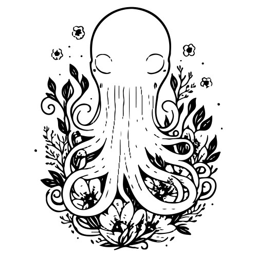 Octopus flower sketch hand draw Royalty Free Vector Image