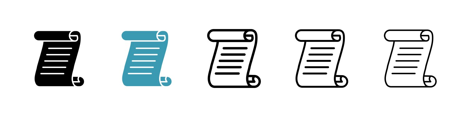 Paper scroll icon set black filled and outlined Vector Image