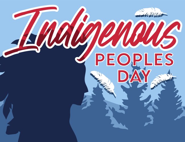 Happy indigenous peoples day with feather Vector Image
