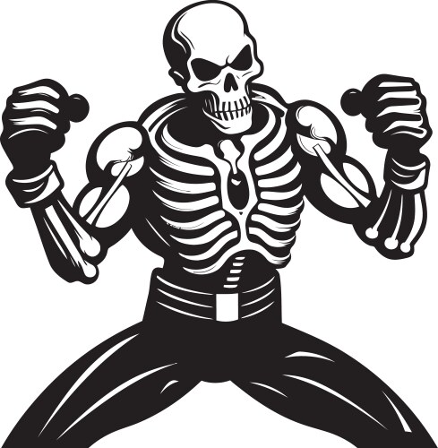 Bone cruncher skeleton boxing black logo icon Vector Image