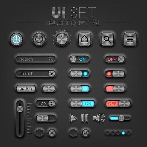 Dark web ui elements Royalty Free Vector Image
