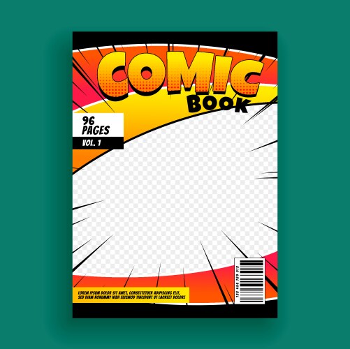 Comic magazine book front page template design Vector Image