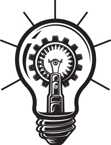 Gear driven radiance black logo iconic Royalty Free Vector