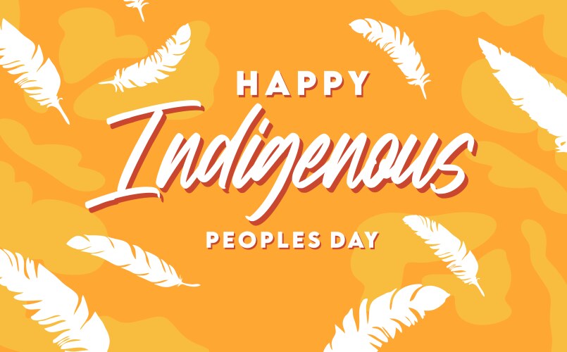 Happy indigenous peoples day with feather Vector Image