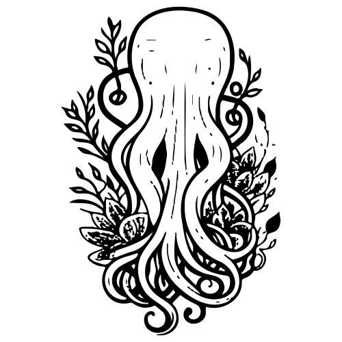 Octopus flower sketch hand draw Royalty Free Vector Image