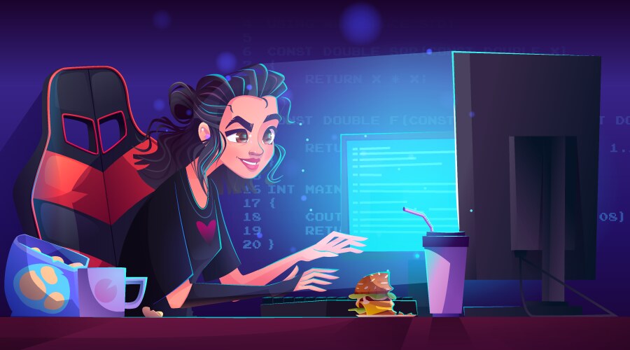 Programmer Girl Vector Images (over 2,000)