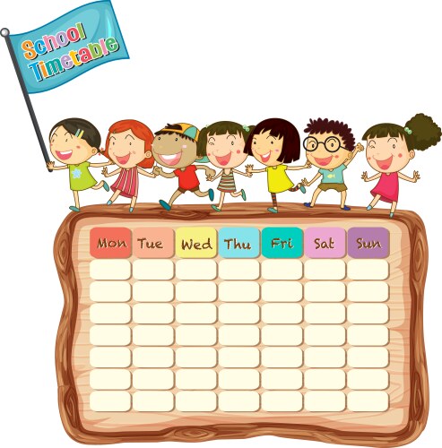 Template school timetable Royalty Free Vector Image