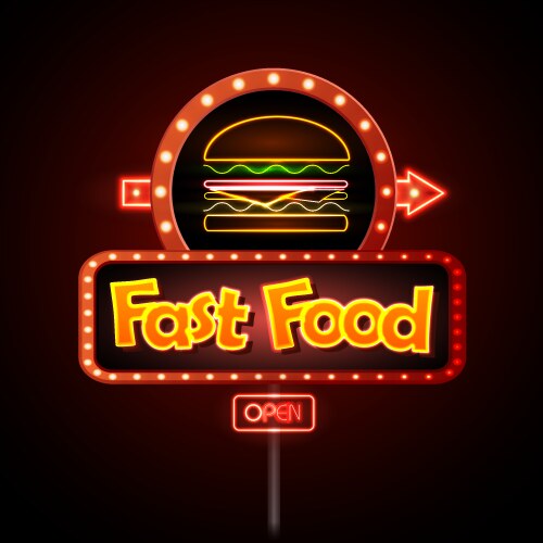 Cheeseburger neon sign poster Royalty Free Vector Image