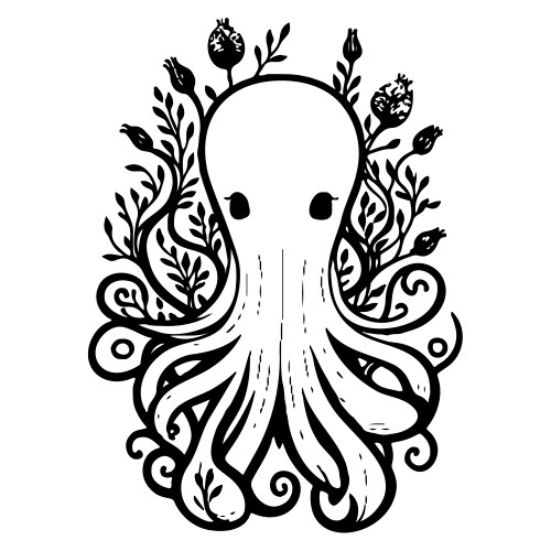 Octopus flower sketch hand draw Royalty Free Vector Image