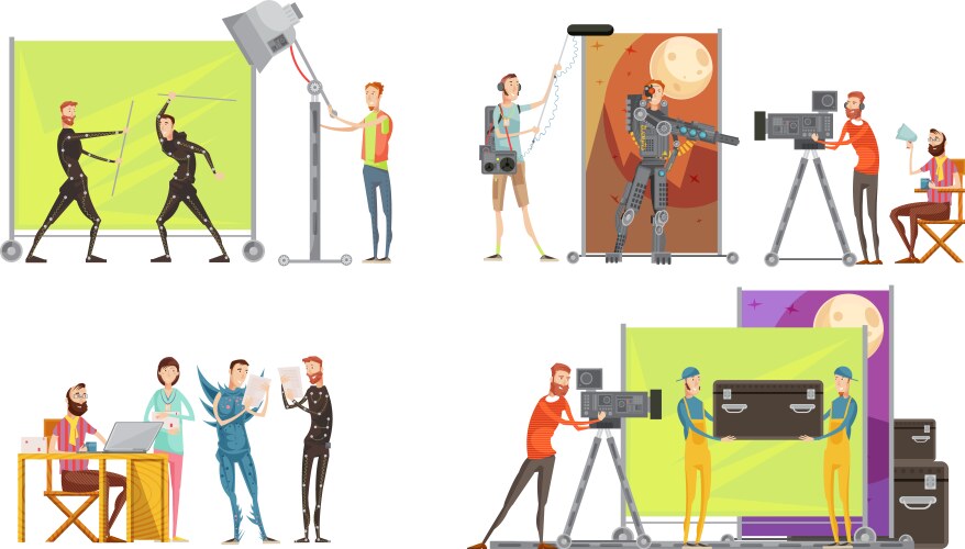 Filming movie scene action setup Royalty Free Vector Image