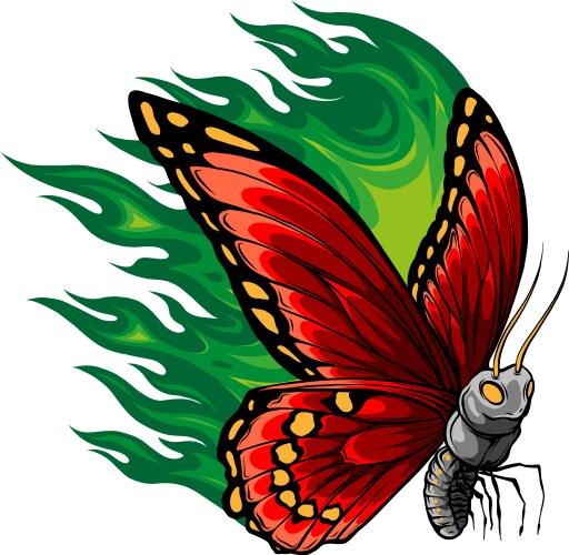 A butterfly made of fire Royalty Free Vector Image