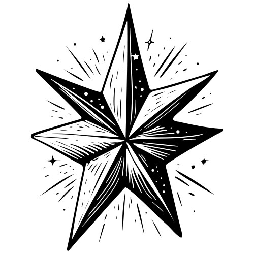Isolated free star drawing black line Royalty Free Vector