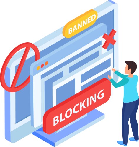 Blocking internet icon Royalty Free Vector Image