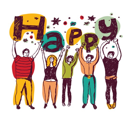 Happy international students group friendship Vector Image